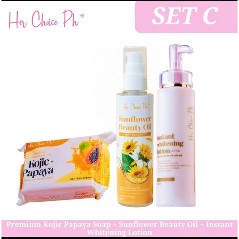 SET C: Body Whitening Combination Set (Kojic Soap, Sunflower Oil and ...