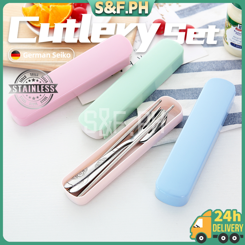 S&F Portable Simplicity Stainless Steel Cutlery Set with Storage Box ...