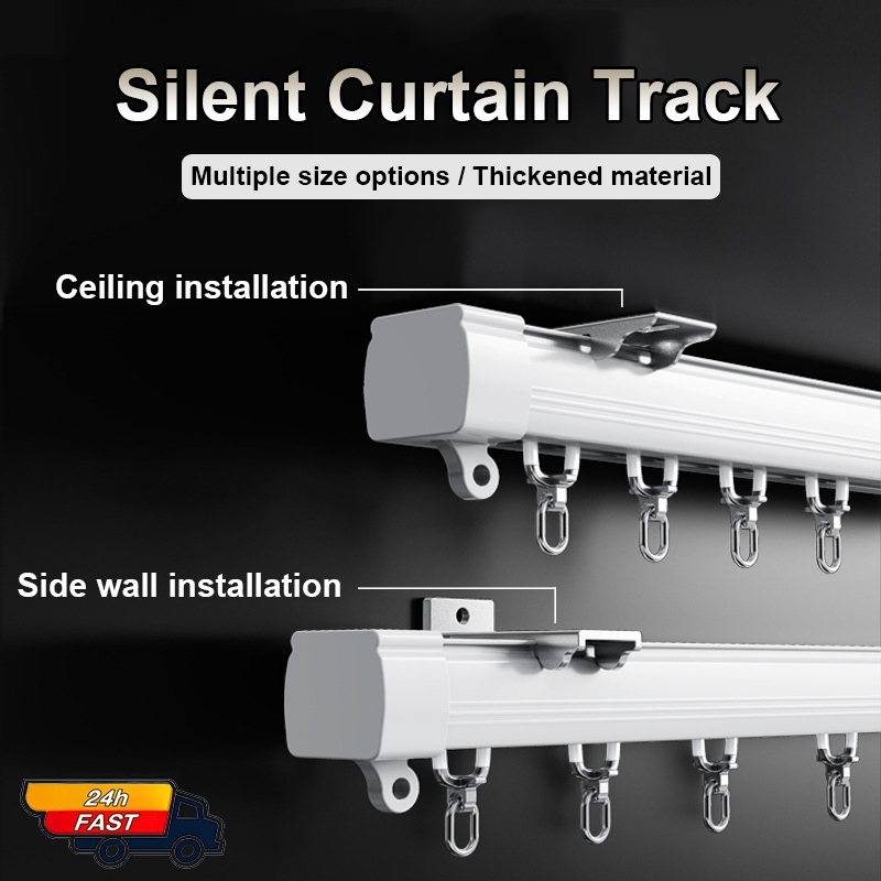 Curtain Track PVC Curtain Rod Ceiling Side Installation Single Durable ...