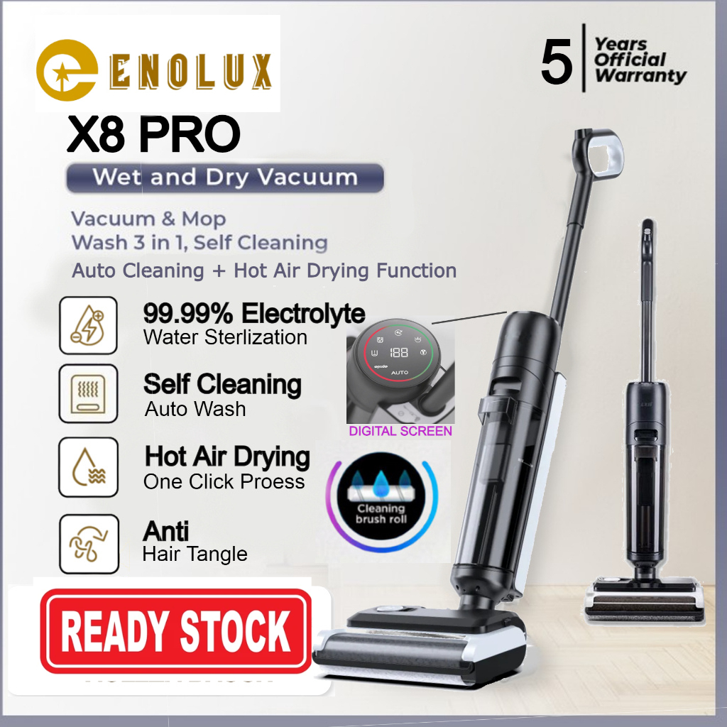 Enolux X8 Pro Lightweight Wet & Dry Vacuum Cordless Floor Cleaner ...