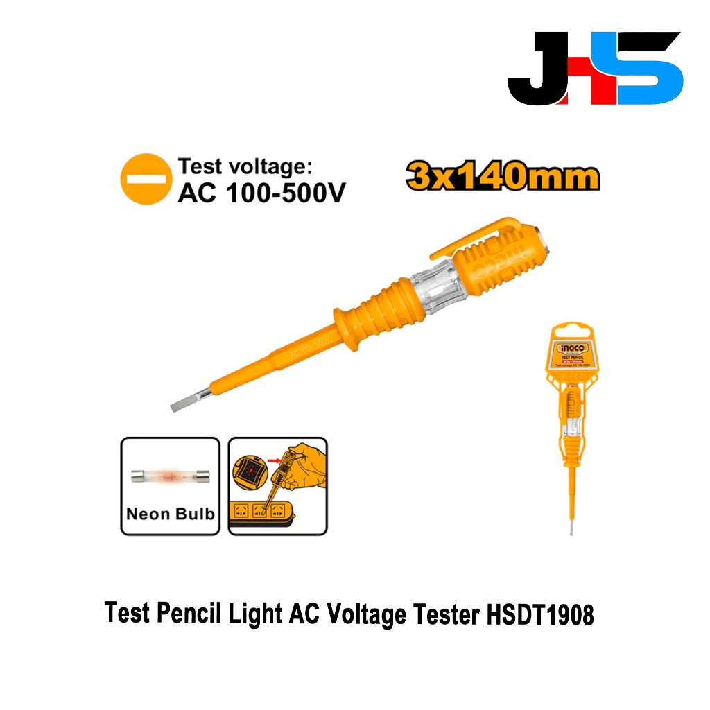 JHS ingco Test Pencil Light AC Voltage Tester HSDT1908 | Shopee Philippines