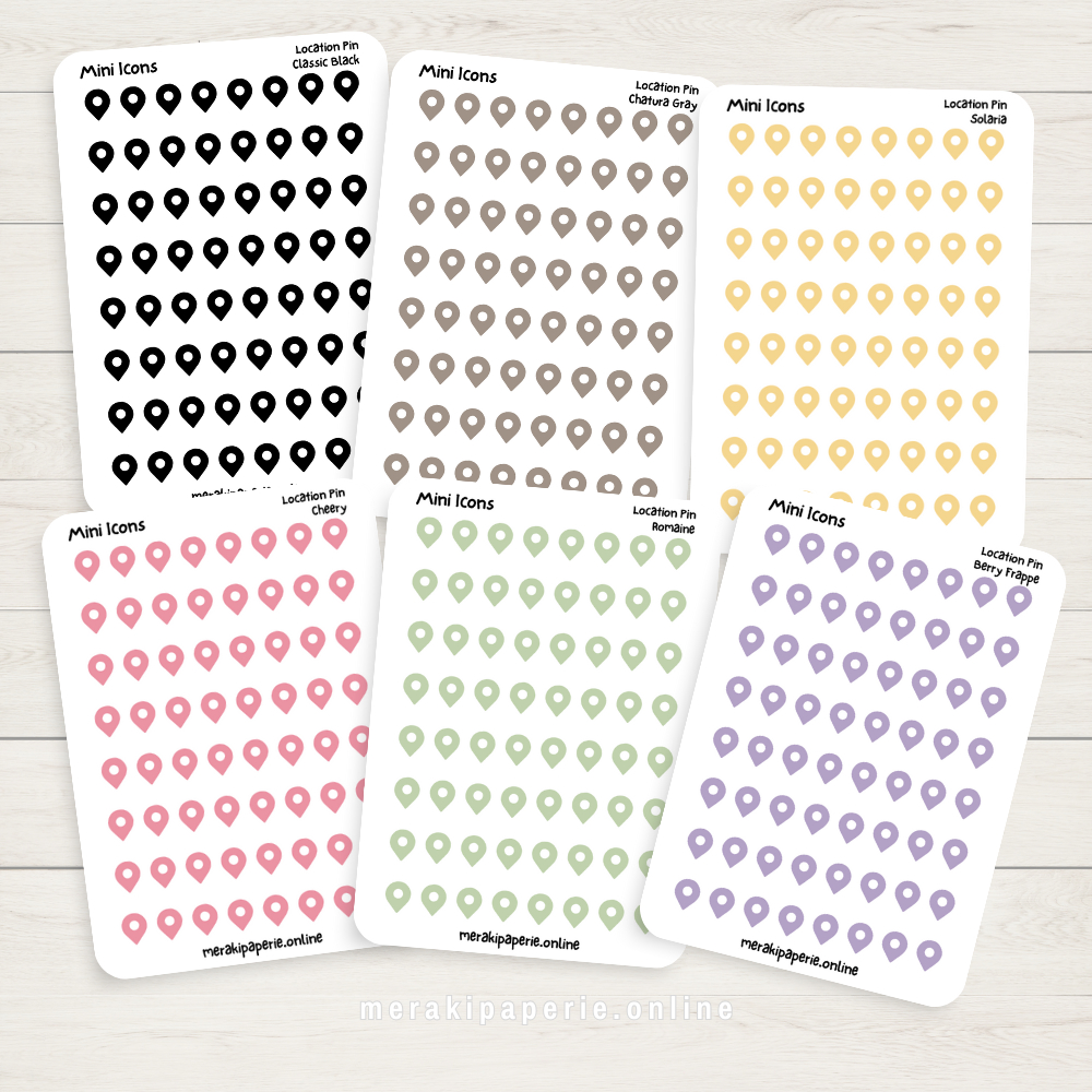 Colored Location Pin Icon Sticker Sheet | Mini Icons Sticker for ...