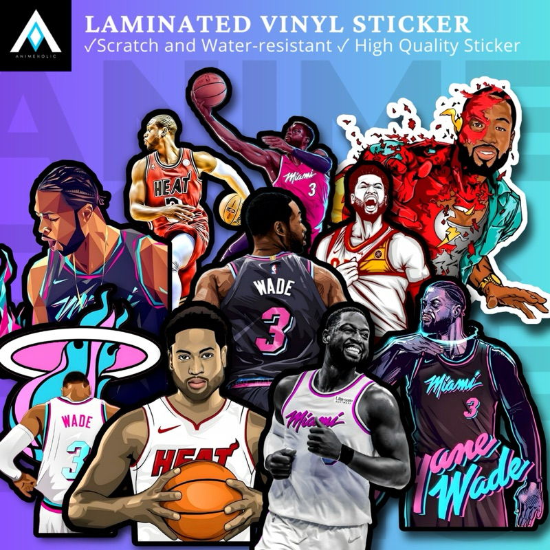 DWYANE WADE MIAMI HEAT NBA BASKETBALL STAR STICKERS ~LAMINATED VINYL ...