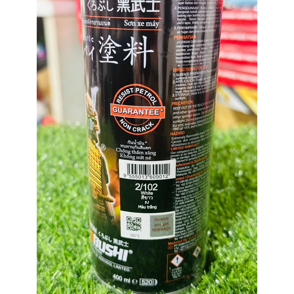 SAMURAI SPRAY PAINT KUROBUSHI WHITE/BLACK/SILVER/CLEAR 400ML | Shopee Philippines