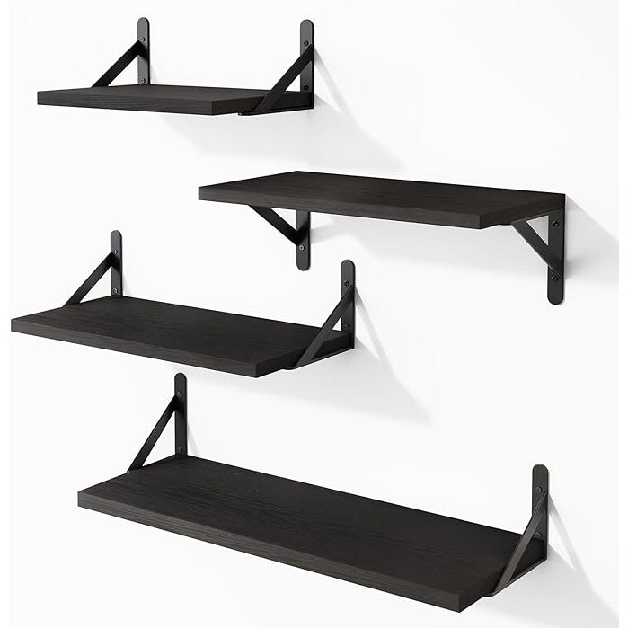 4 Pcs Floating Shelves for Wall, Light Carbonized Brown Wall Shelves ...