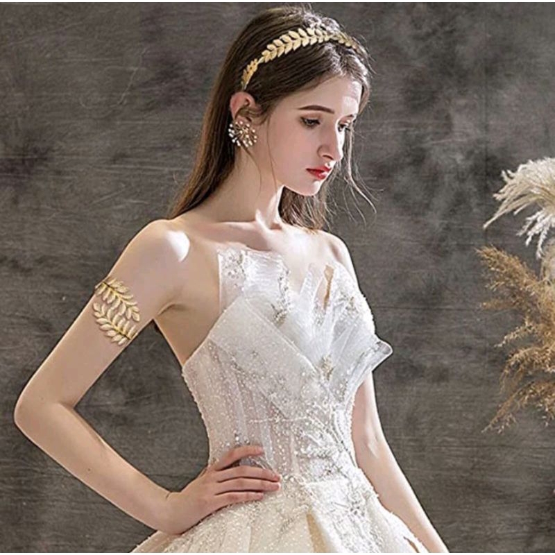 Greek Goddess Accessory Bay Leaf/ Gold Metal Coating Headpiece Armlet ...