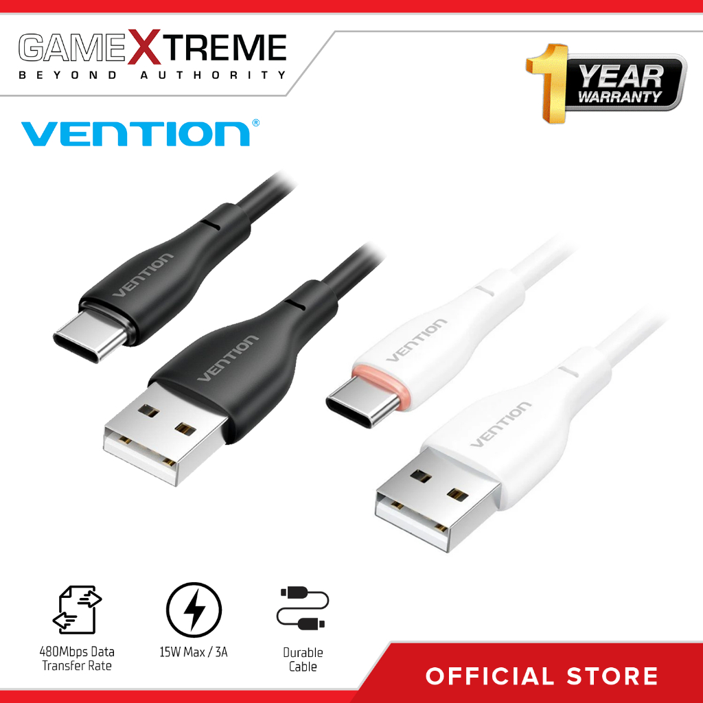 VENTION H25BF - USB 2.0 A Male to C Male 3A Cable 1M TPE Type | Shopee ...