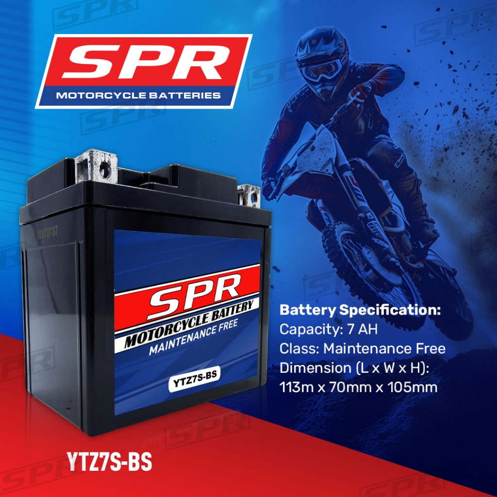 SPR Motorcycle Battery: YTZ7S-BS for Yamaha NMax and Aerox (w/ Terminal ...