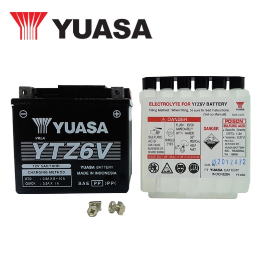YUASA Ytz6V Motorcycle Battery (12V-5Ah) Maintenance-Free Fully Sealed ...