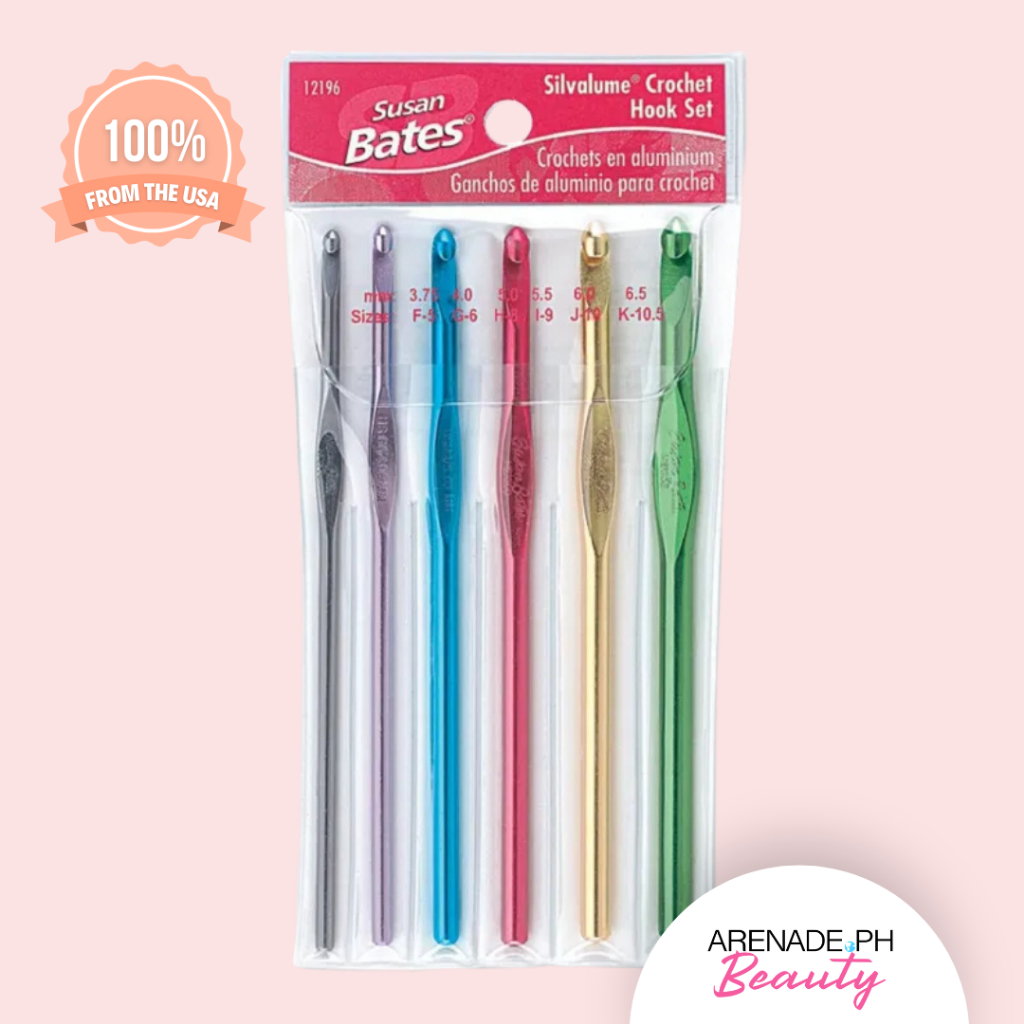 Susan Bates Silvalume Crochet Hook Set: Sizes F, G, H, I, J, K in Pouch ...