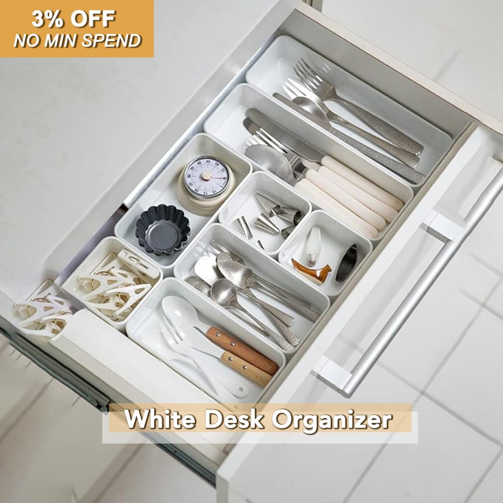 HomeIQ White Desk Organizer Minimalist Storage Box | Shopee Philippines