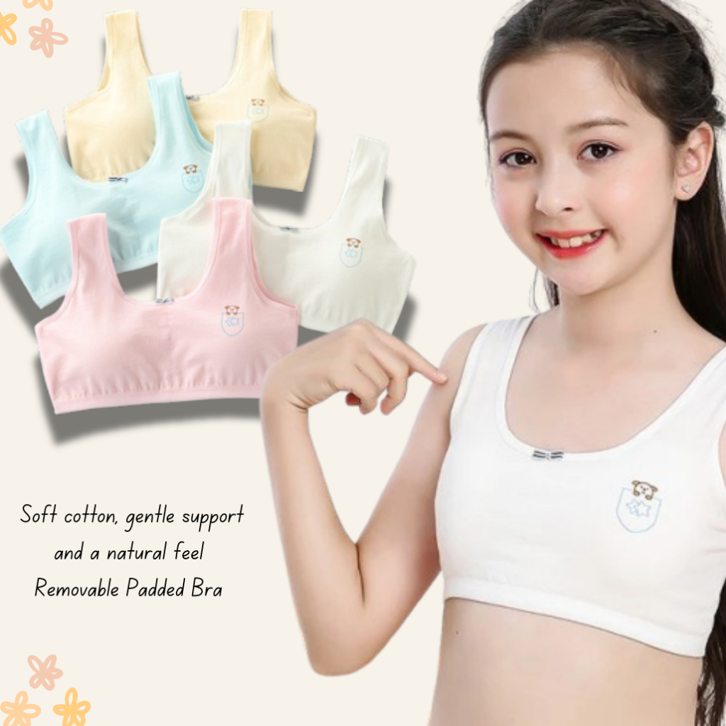 Cotton Teens Baby Bra Girls New Simple Design Student Removable Padded ...