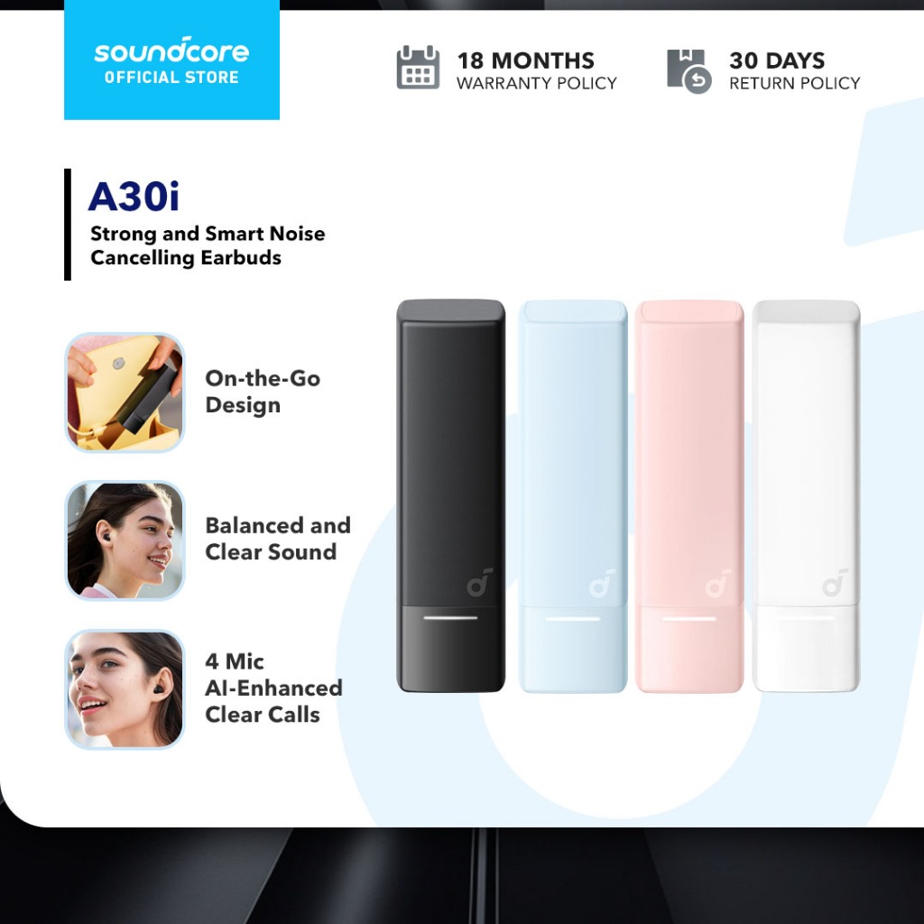 Soundcore A30i by Anker, Smart Noise Cancelling Bluetooth Earbuds ...