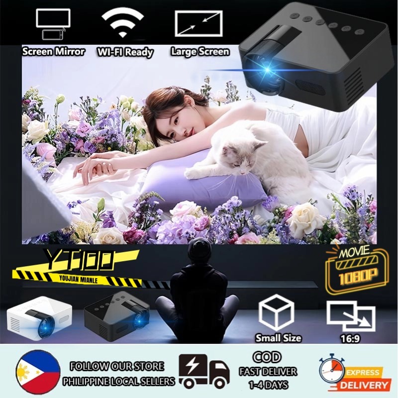 YT100 portable Mini projector for phone with bluetooth movie led android Smart wireless ...