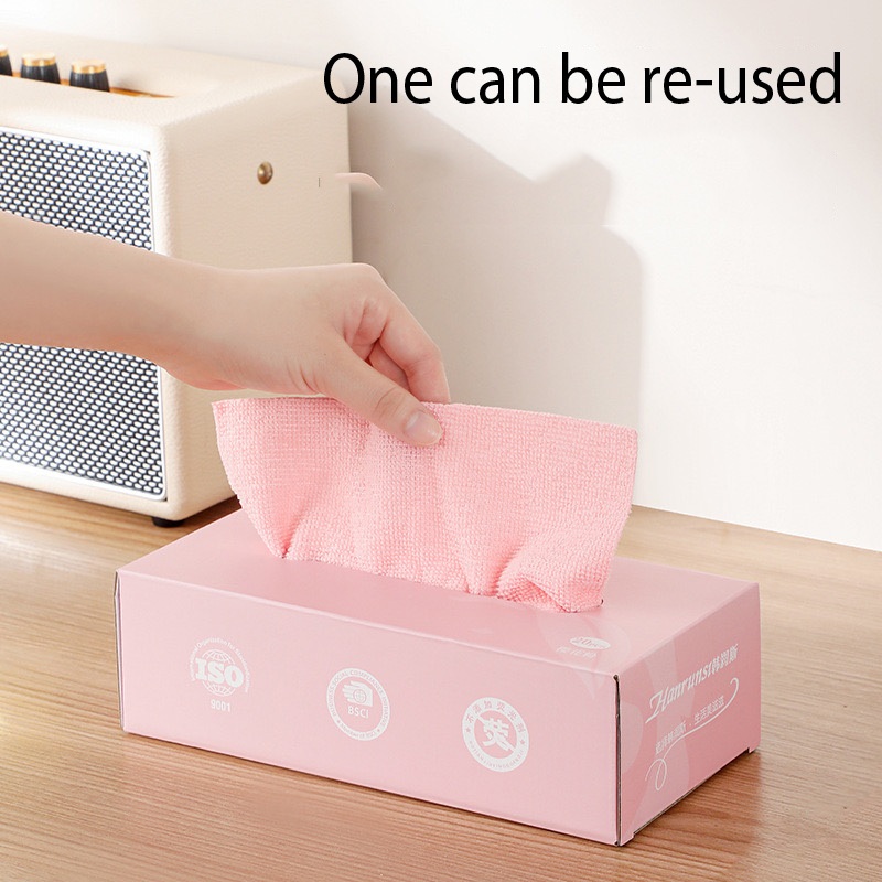 LUCKIN MALL Cleaning and Drying Rag with Dispenser Box Reusable Rag ...
