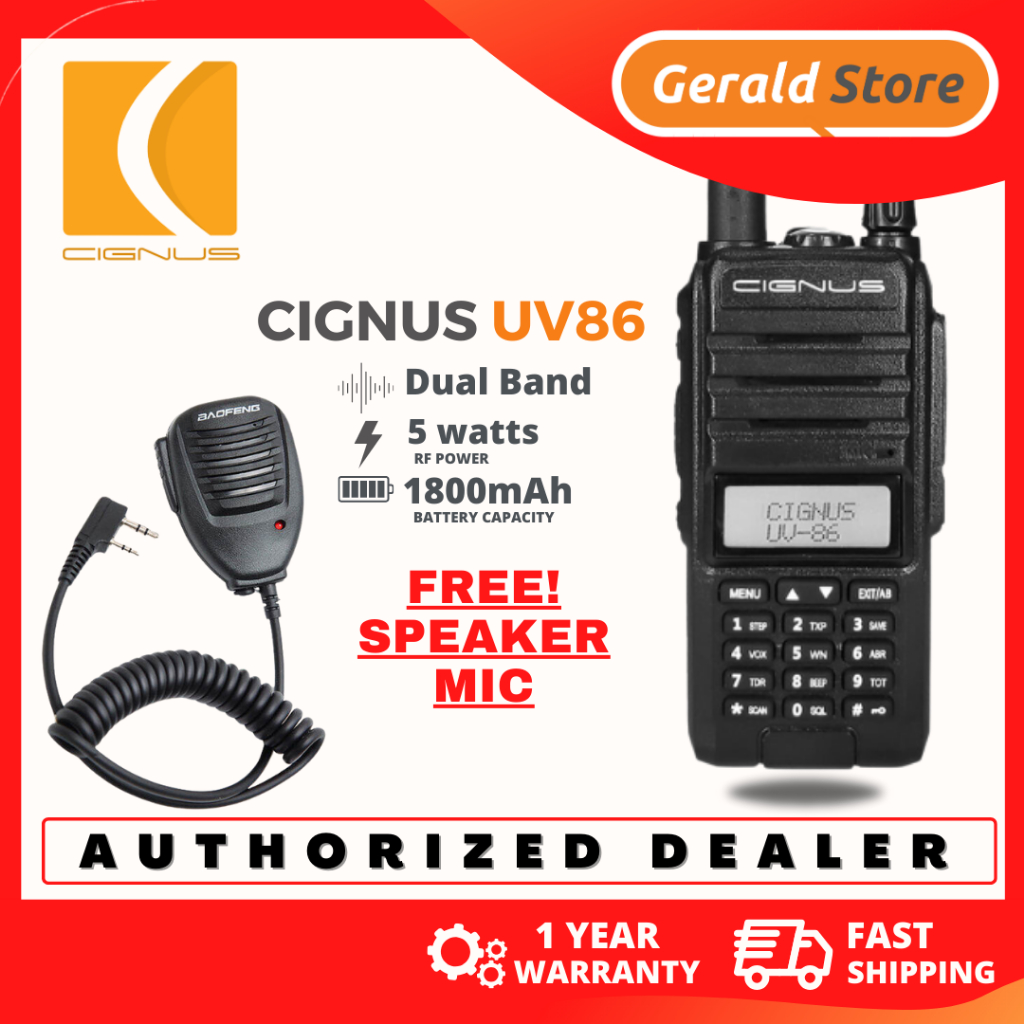 *FREE SPEAKER MIC* Cignus UV86 Dual Band 5 Watts Radio - better than ...