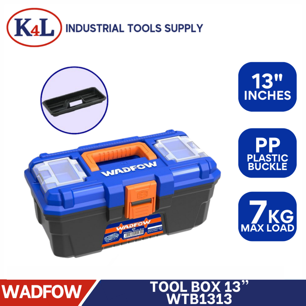 Wadfow Heavy Duty Plastic Tool Box Organizer Case with Removable Tray | Tool Box 13", 16" and 19 ...