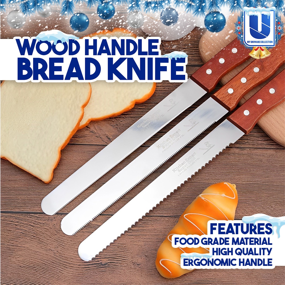 Stainless Steel Bread Knife Wooden Handle 10inches - Slicing Knives ...
