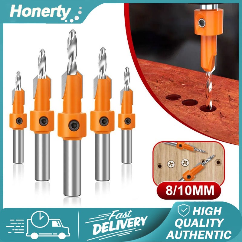 Shank HSS Countersink Drill Bit 8/10MM Woodworking Router Bit set ...