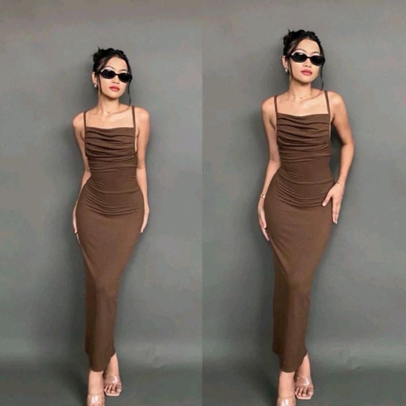 Sheena Freesize Bodycon Fitted Elegant Long Dress | Shopee Philippines
