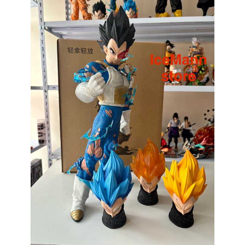Vegeta action figure, with extra 3 head, gk knock off, 45cm tall, brown ...