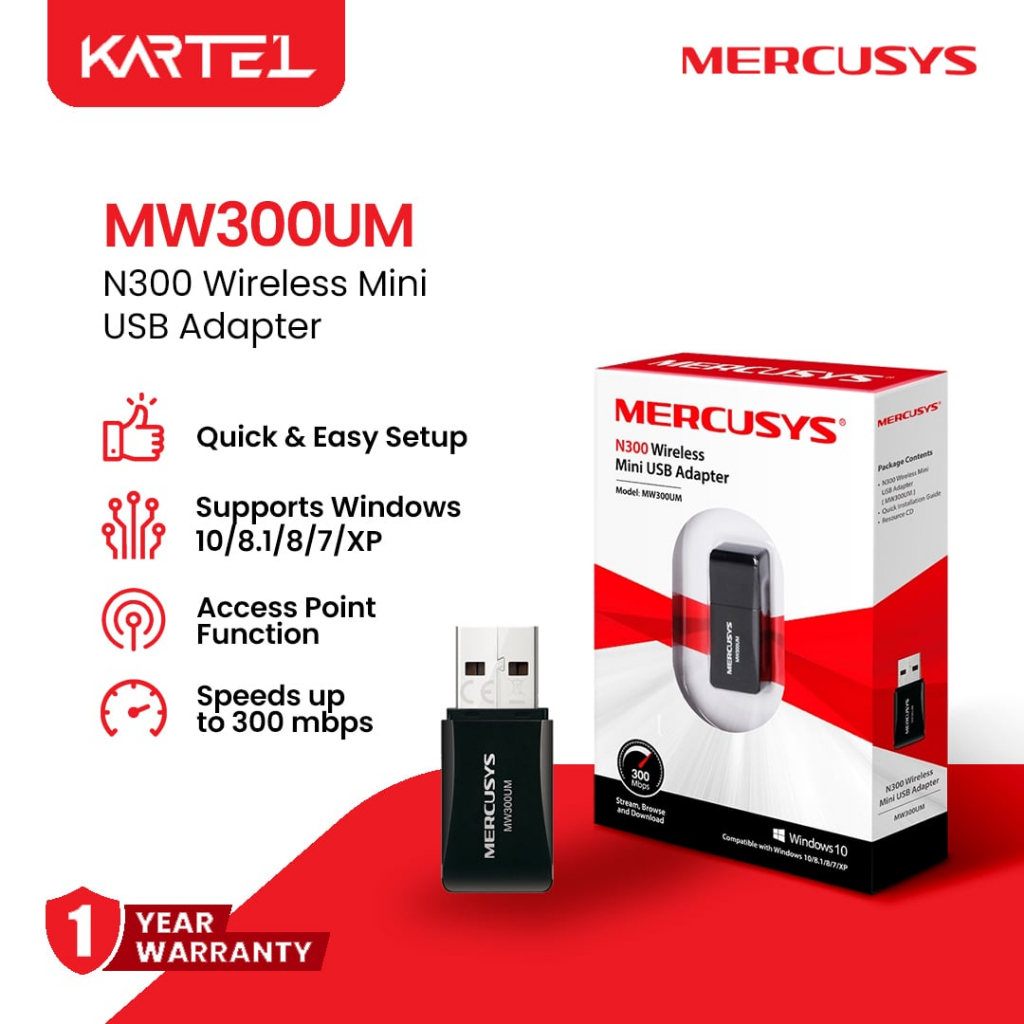 Mercusys MW300UM N300 300Mbps Wireless Mini Wi-Fi USB Adapter | Wifi Receiver | Wifi Dongle ...