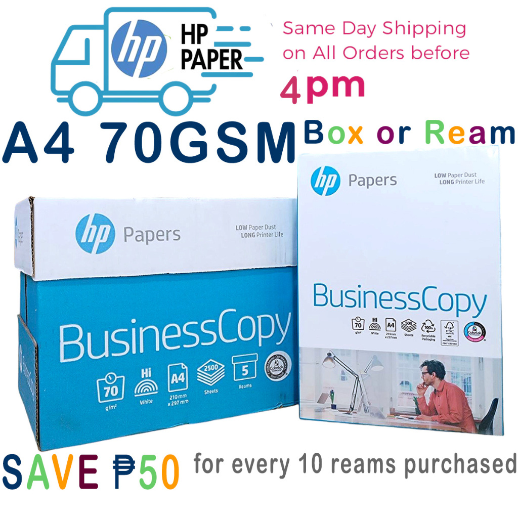 HP A4 Bond Paper 70gsm - Print & Copy with Confidence (Ream/Box ...