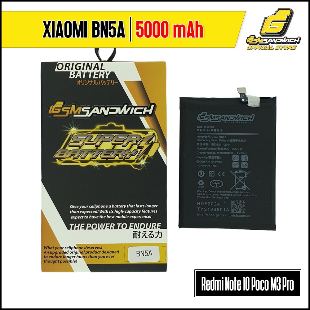 GSMSandwich Super Battery BN5A for XIAOMI Redmi Poco M3 Pro / Note 10 ...