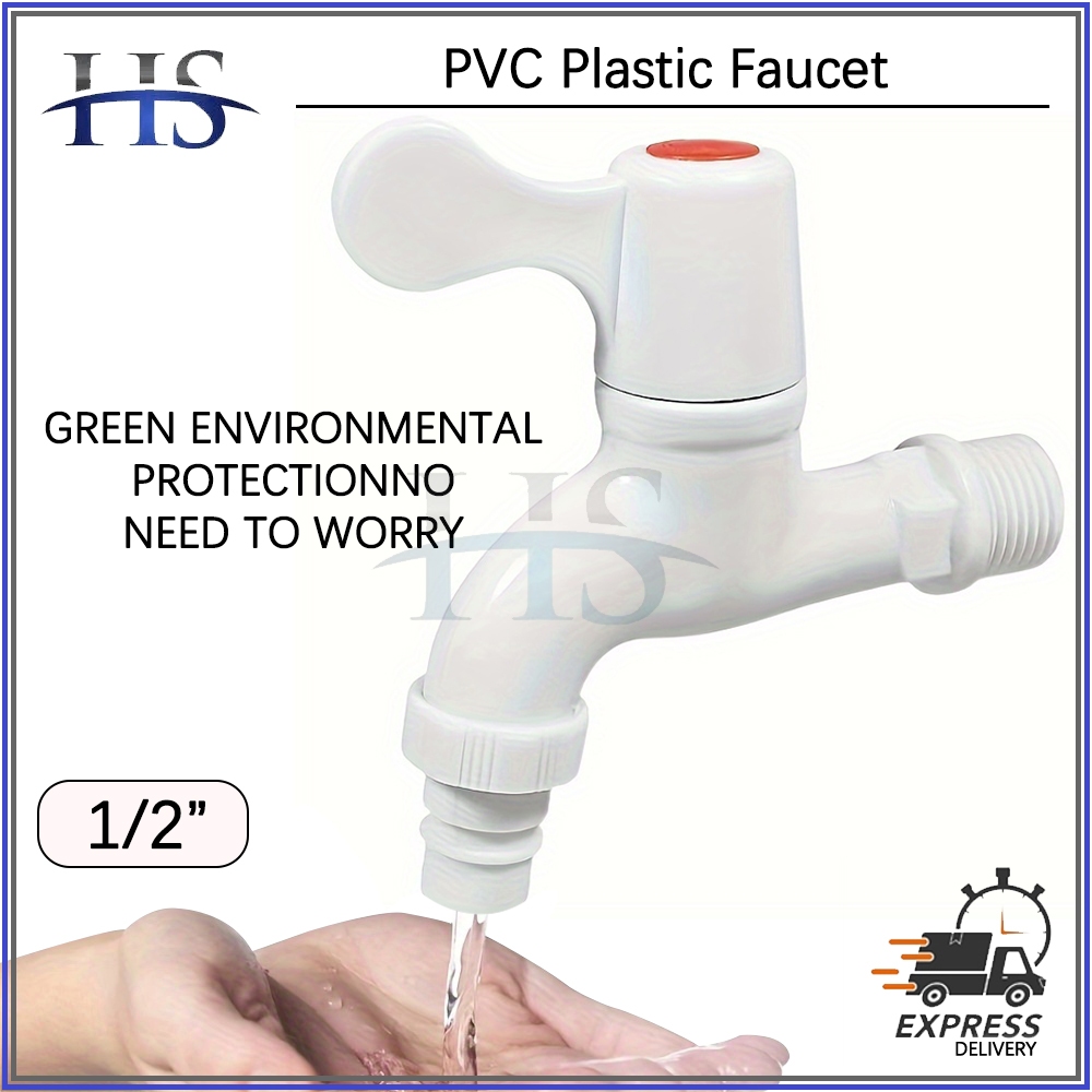1/2" Plastic PVC Spigot Faucet With Hose Connector Gripo With Teflon ...