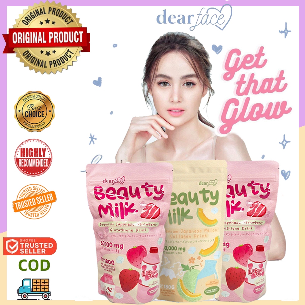 Dear Face Beauty Milk Premium Japanese Melon/Strawberry Collagen Drink ...