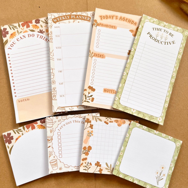 Notepad Set To-Do List Memo Pad Cute Floral Notepads Minimalist Weekly ...