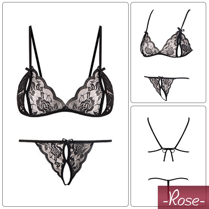 Rose Lace Temptation Sling Open Crotch Sexy Lingerie Panty Sex Onesie ...