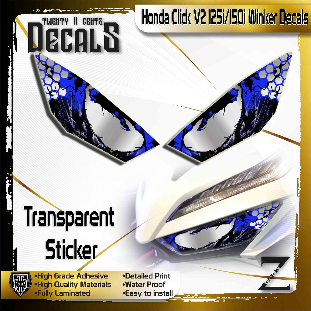 Honda click 125/150 v2 Transparent winker eye High-Quality Decals and ...