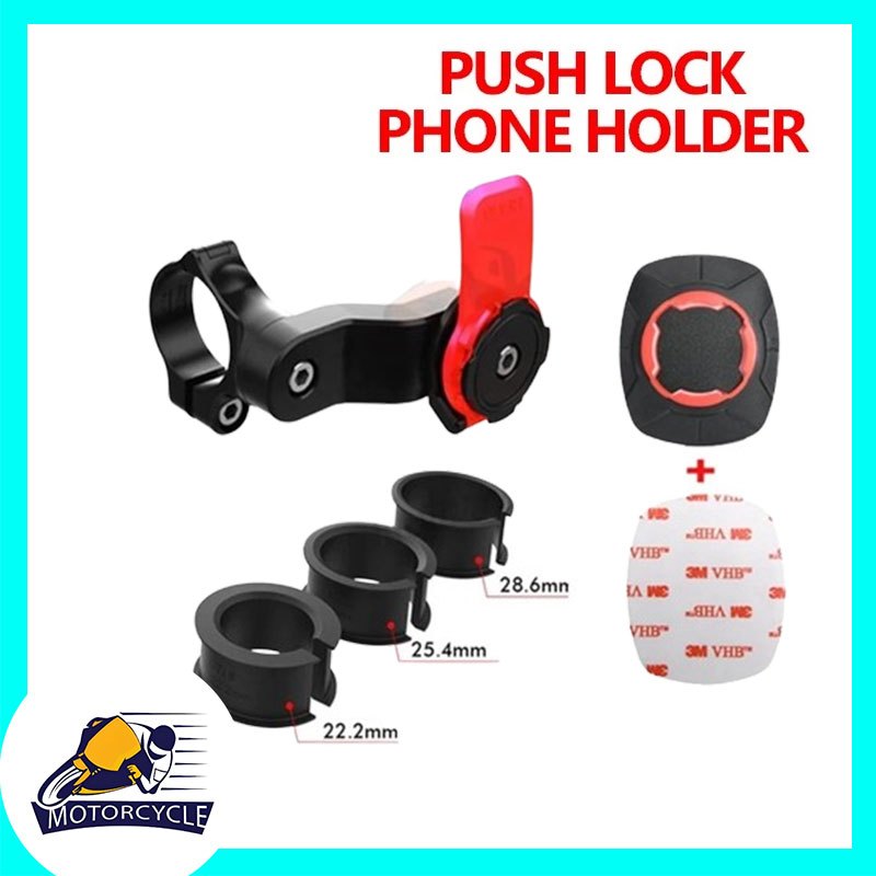 PUSH LOCK MOTORCYCLE BICYCLE ELECTRIC SCOOTER PHONE HOLDER MOUNT ...