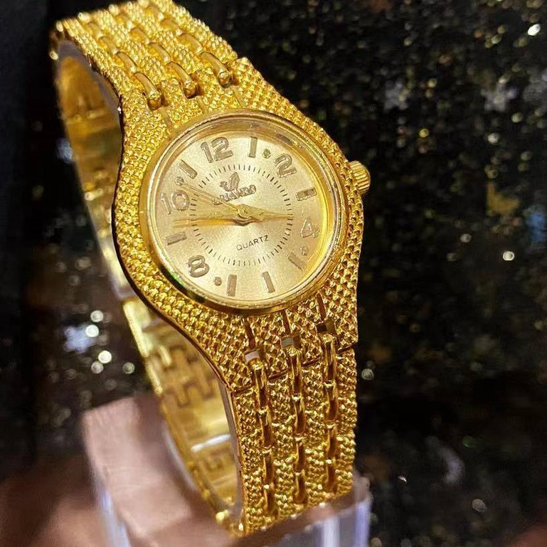 [KUSU] 24k Gold Plated Luxury Fashion Ladies Relo Watch W0122 | Shopee ...