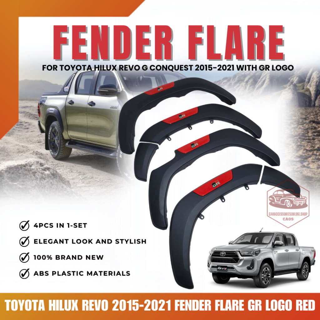 CAOS TOYOTA HILUX REVO 2015-2021 FENDER FLARE GR LOGO RED (10788 ...