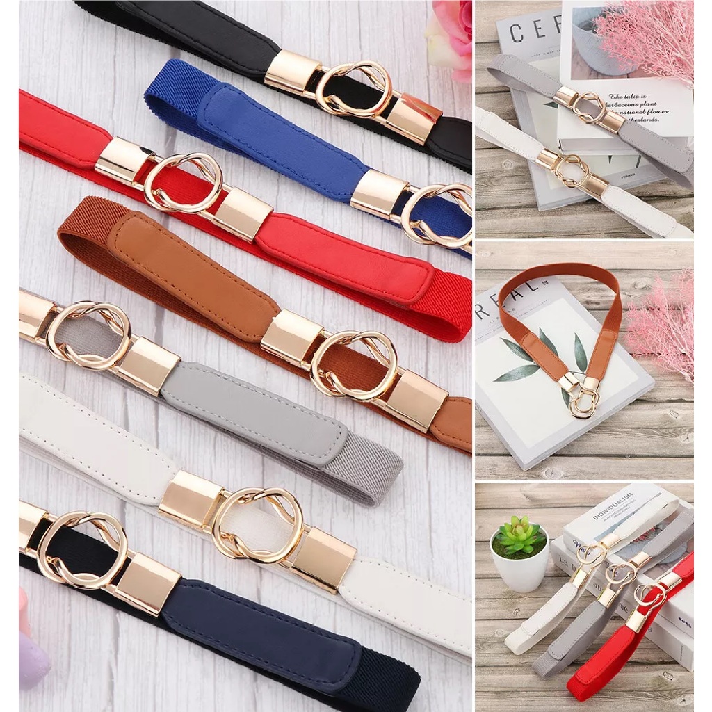 Korean Stretch Belt Ladies Elegant Pearl Leather Belts For Women ...