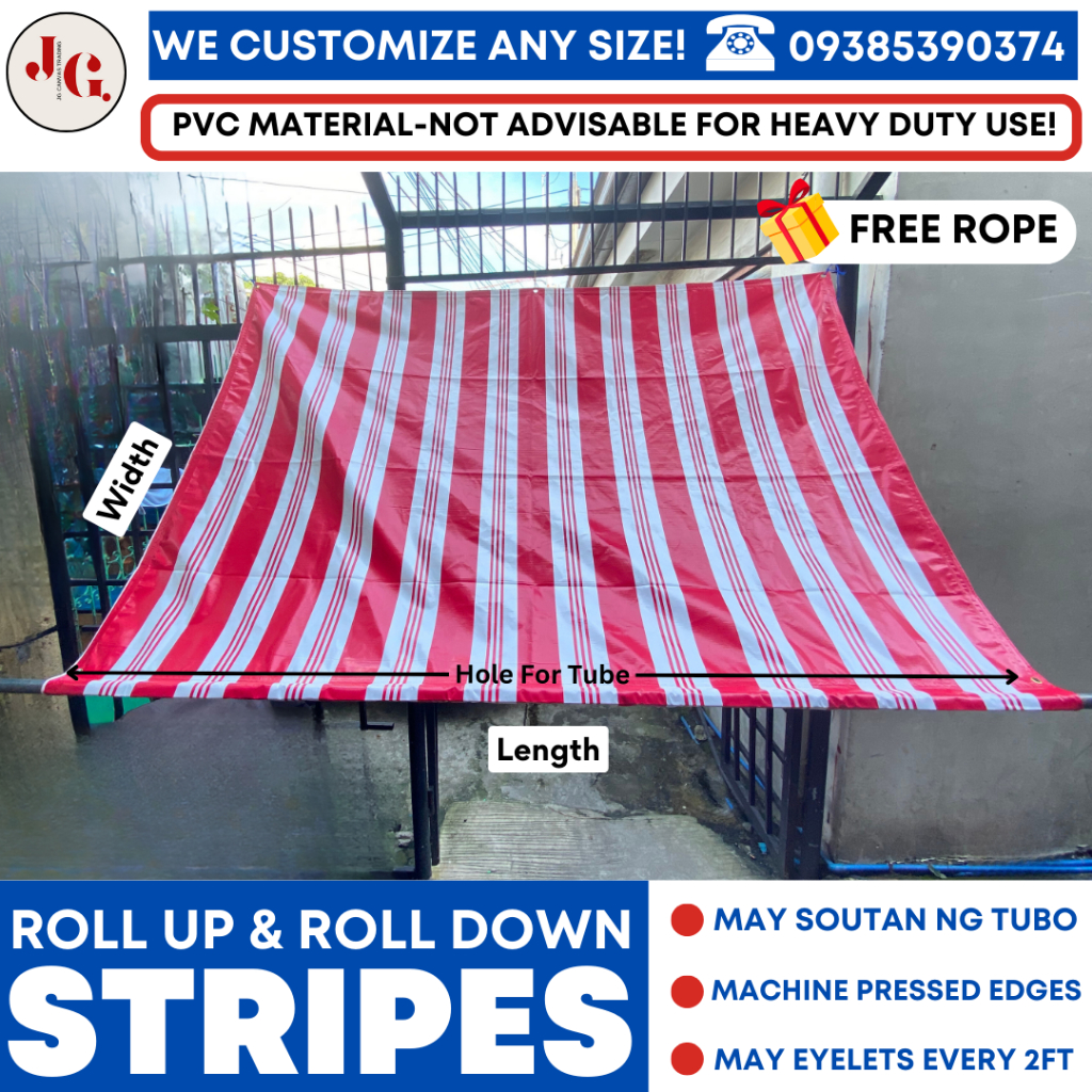6x5 6x6 6x7 6x8 LONA STRIPES TRAPAL ROLL UP AND DOWN TARP | Shopee ...