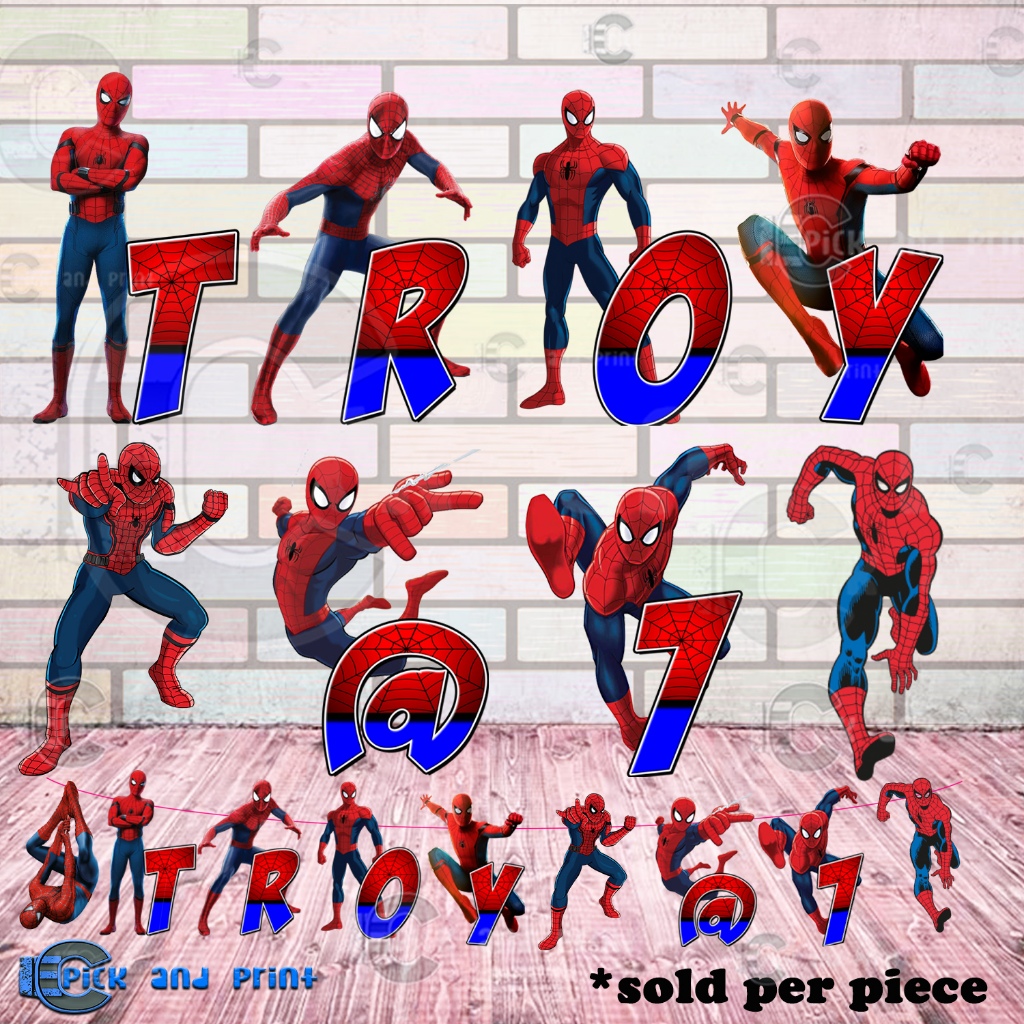 Personalized/Customized Spiderman Character Name Banner Bunting ...