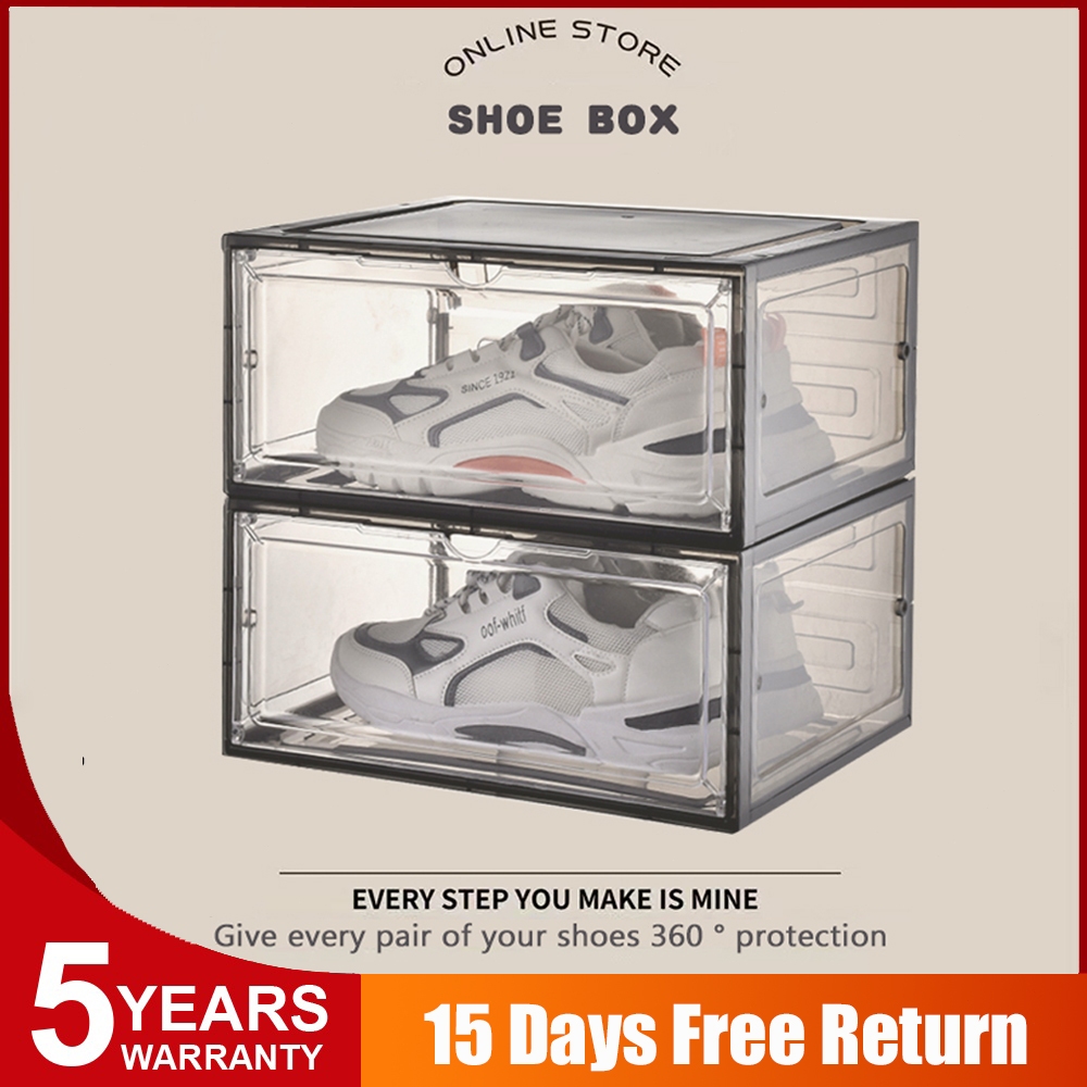 4pcs large magnetic transparent stackable shoebox flip cover shoe rack ...