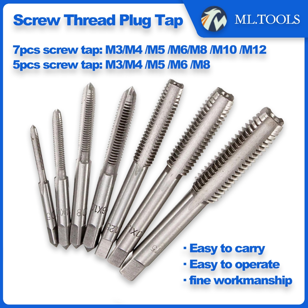 7PCS/Set Bearing Steel Taper M3-M12 Machine Spiral Point Straight ...