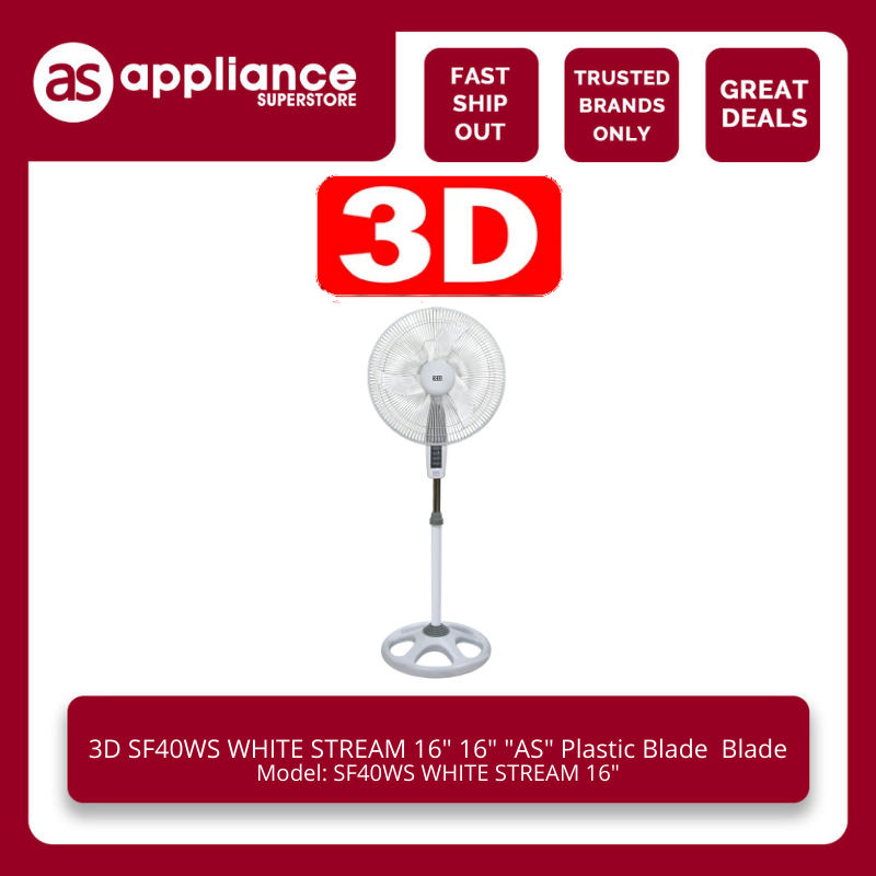 3D SF40WS WHITE STREAM 16" 16" "AS" Plastic Blade Stand Fan | Shopee ...