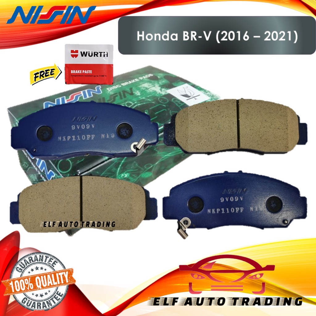 Genuine NISSIN Performance Front Brake Pads for Honda BR-V (2016 - 2021 ...