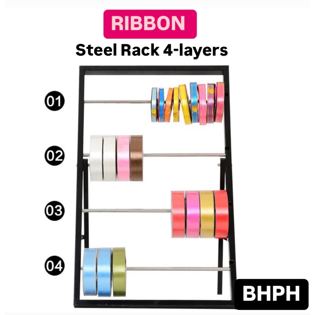 Ribbon Display Steel Rack 4 Layers Color Black White High Quality RC ...