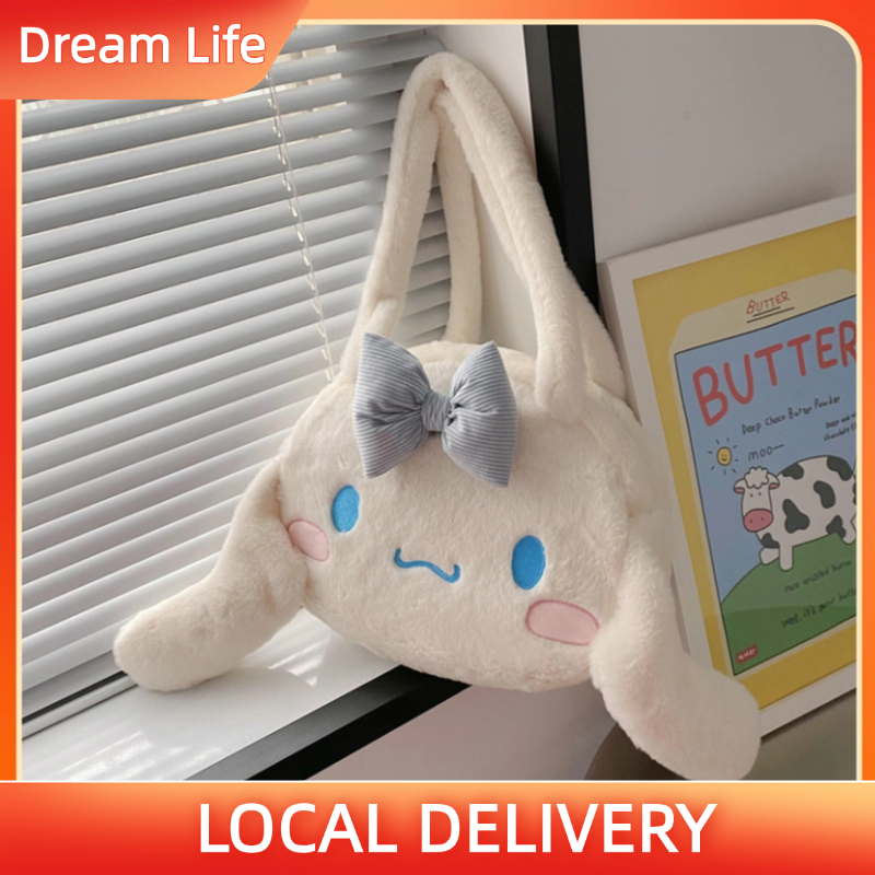Cute Sanrio Bags Plush Cinnamoroll Melody Kuromi Pom Pom Purin Shoulder ...