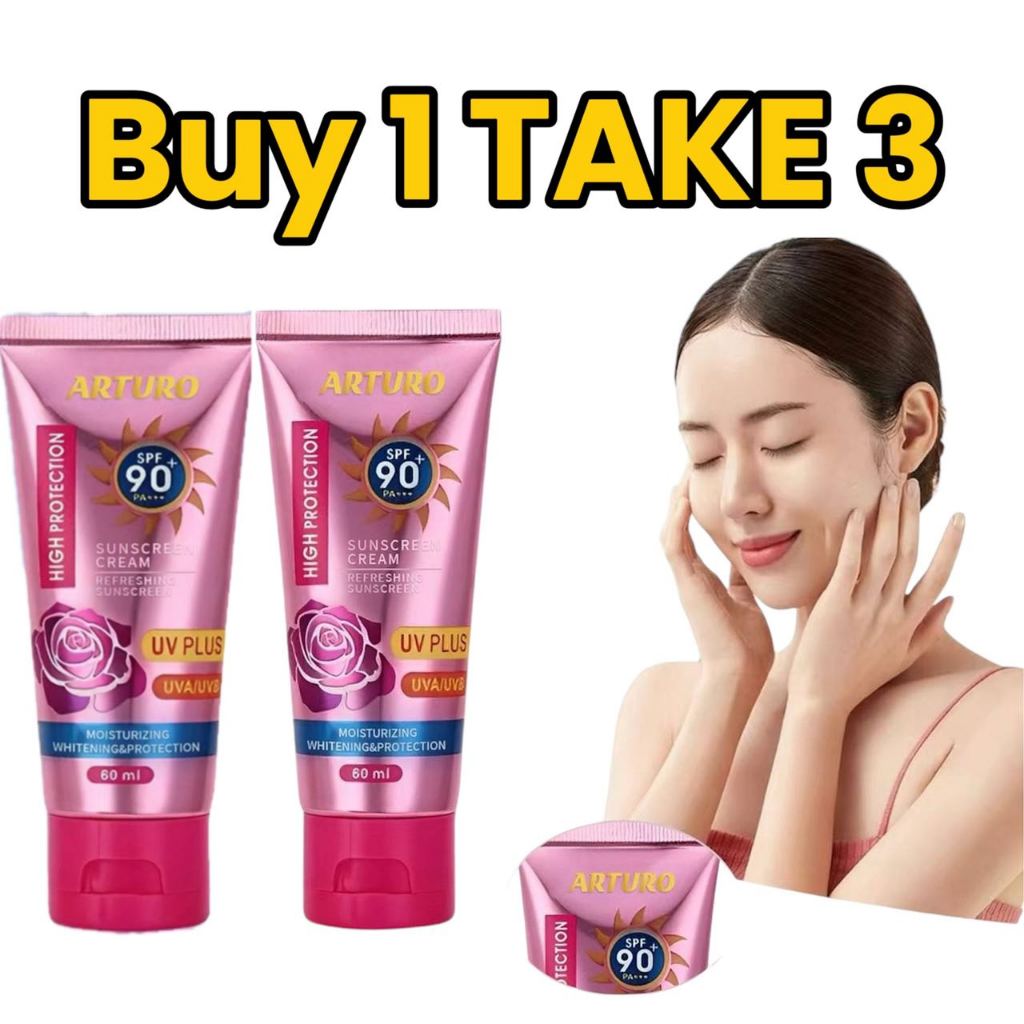 【Buy 1 Take 3】Original Rose SPF90+ Sunscreen Cream High Protection UV PLUS Skincare Whitening ...