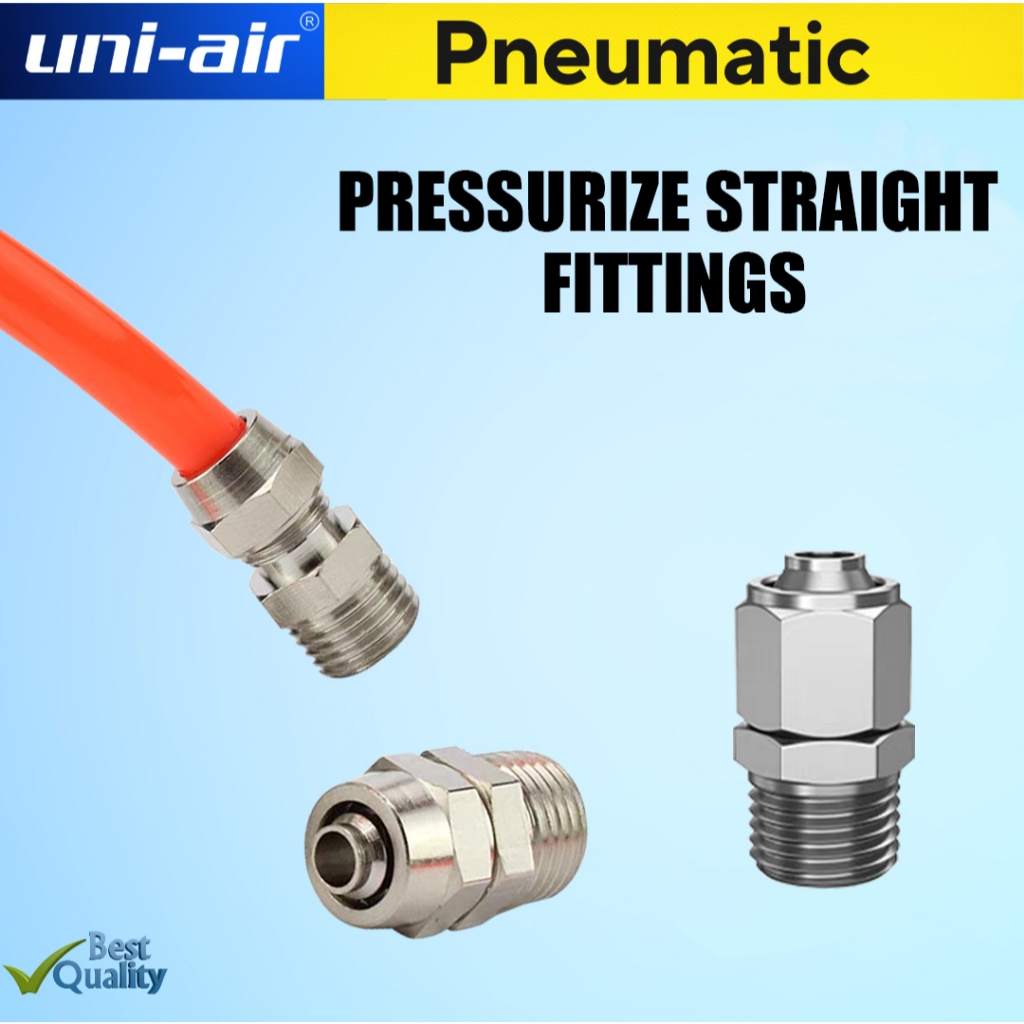 Uni-Air Pneumatic connector quick screw joint copper nickel plated lock ...