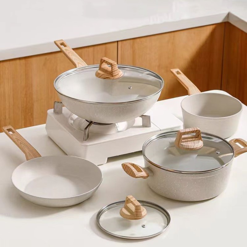 GAOBOOS Nonstick Wok Pan Cookware with Cover Kawali Frying Pan Grill ...