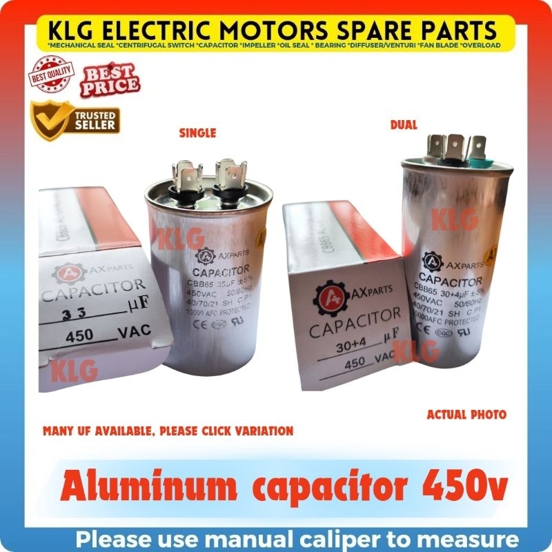 AX Alum Cap 450v 17uf 20uf 25uf 30uf 35uf 40uf 45uf 50uf water pump ...