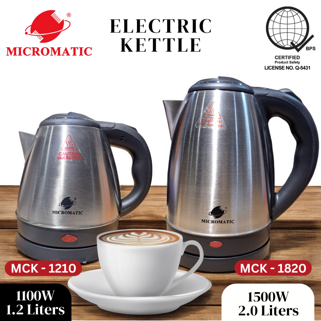 Micromatic Electric Kettles Stainless Steel 1.2L, 1.8L, 2.0 Liters ...
